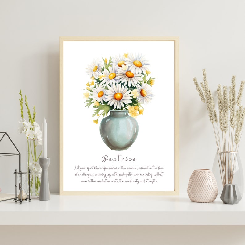 Daisies Birth Month Flower Printable Wall Art Birth Flower Personalized ...