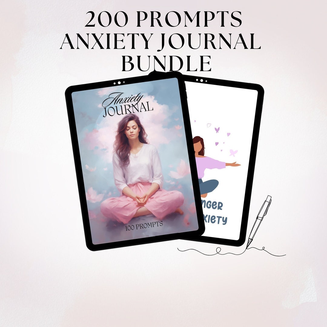 Printable Anxiety Journal With 200 Prompts Bundle Mental Health Journal ...