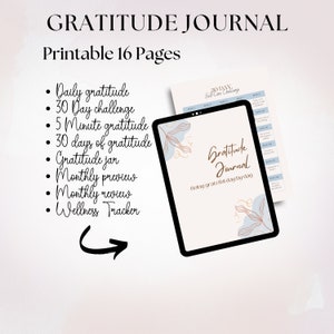 Printable Gratitude Journal, Daily Mindfulness Diary Digital Download ...