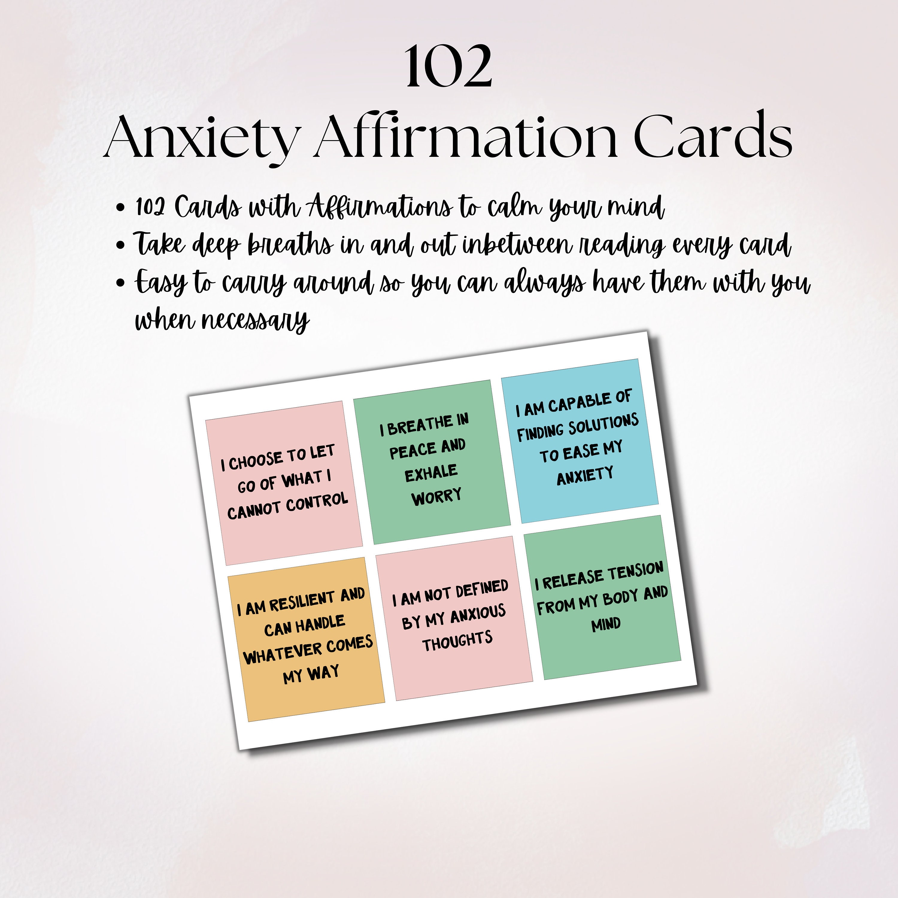 Anxiety Affirmation Cards Printable, Anxiety Relief Cards, Digital ...