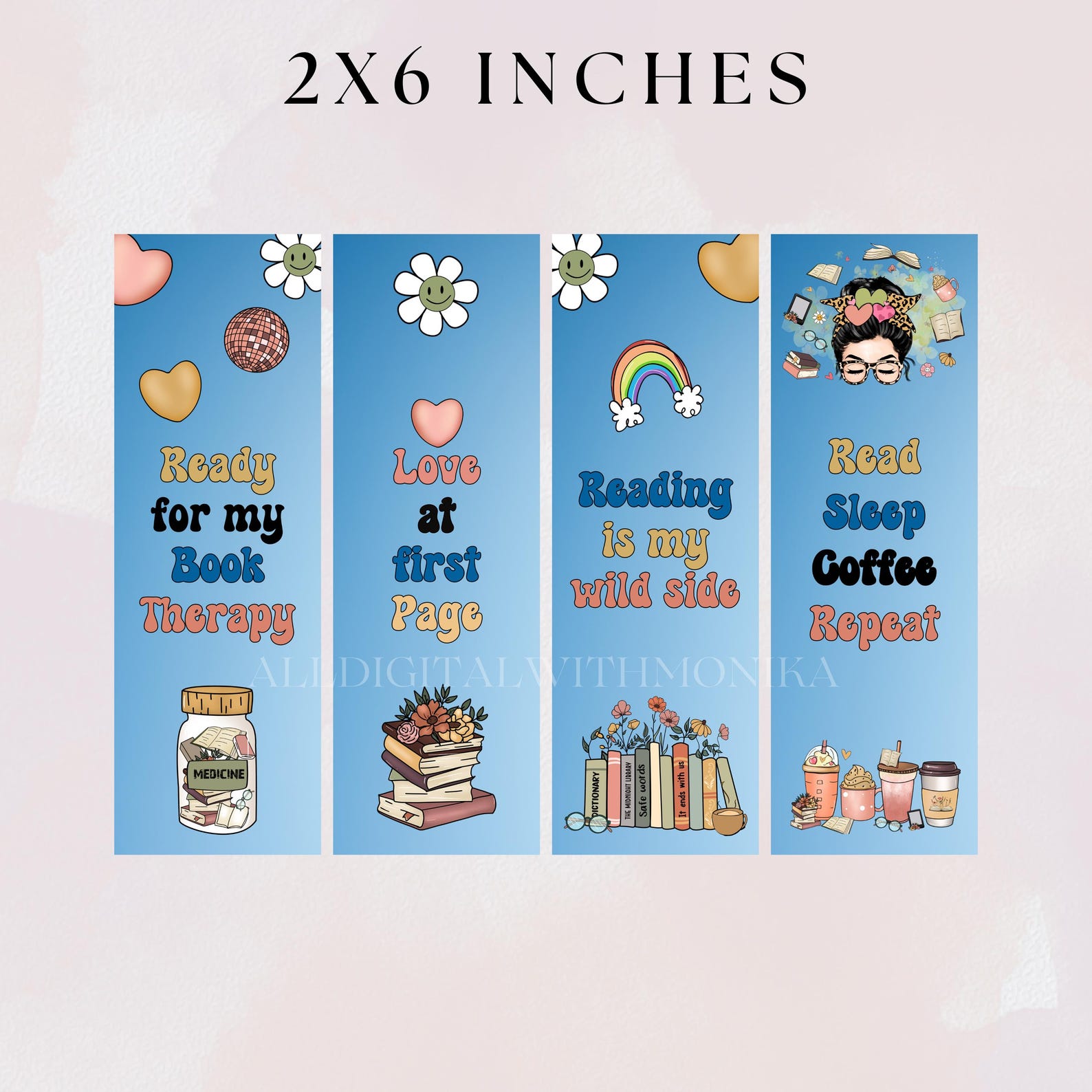 Printable Bookmark With Retro Flair Digital Download Book Lover Gift ...