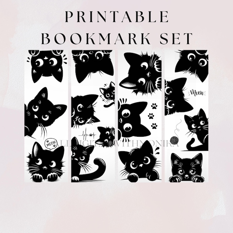 Cat Lover Bookmark Set, Printable Bookworm Gift, Book Lover Reading ...