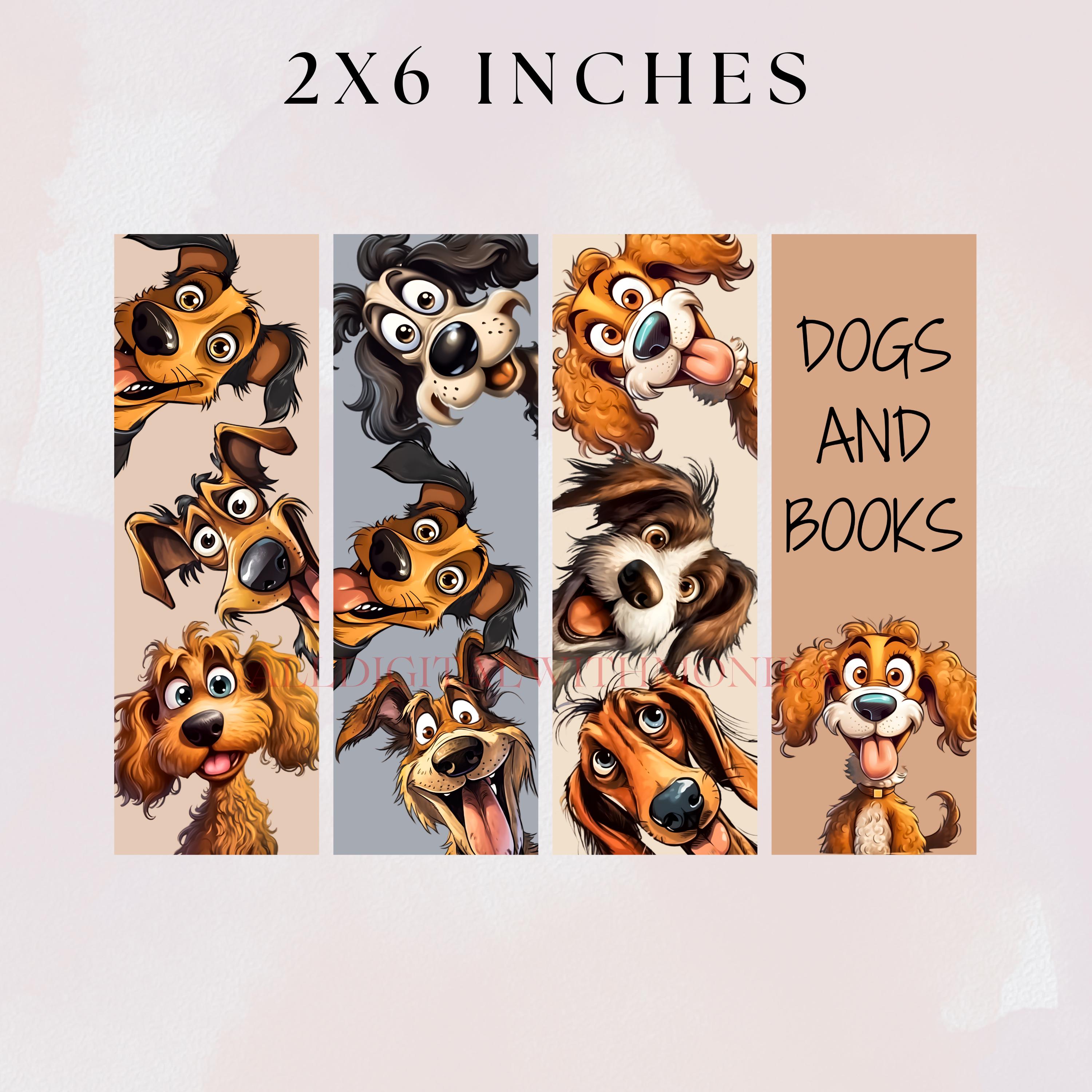 Funny Dogs Bookmark Printable, Cute Dogs Motif Book Mark Digital ...