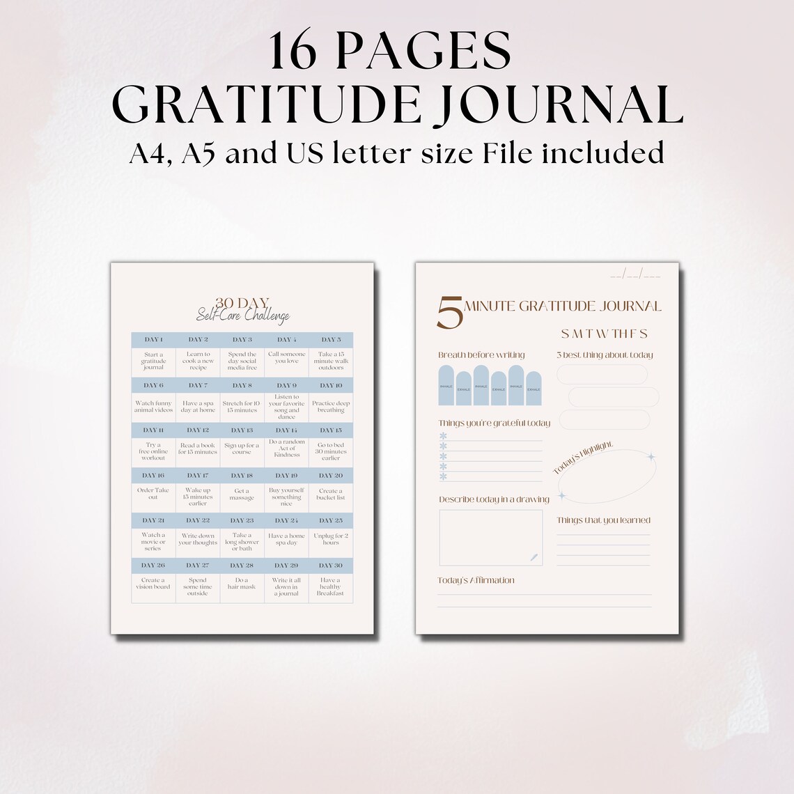 Gratitude Journal Printable Daily Gratitude Journal With Prompts ...