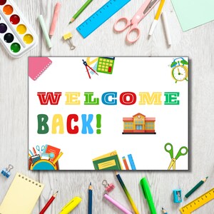 Welcome Back to School Printable Sign, Teacher Classroom Decor Digital ...