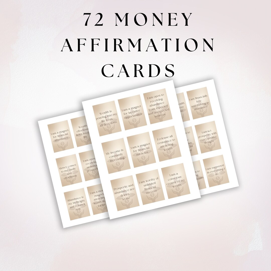 72 Printable Money Affirmations, Wealth Manifesting Cards Digital ...