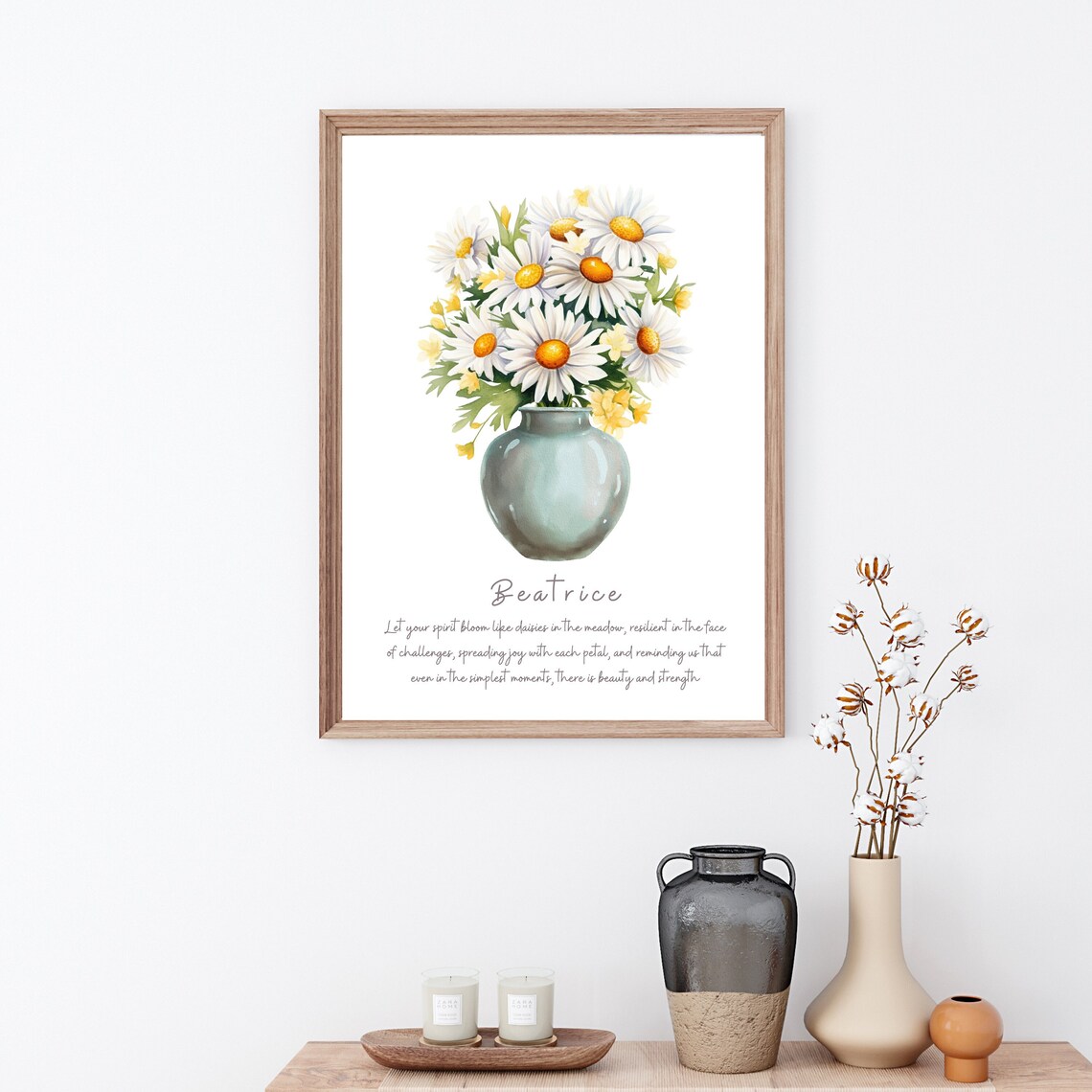 Daisies Birth Month Flower Printable Wall Art Birth Flower Personalized ...