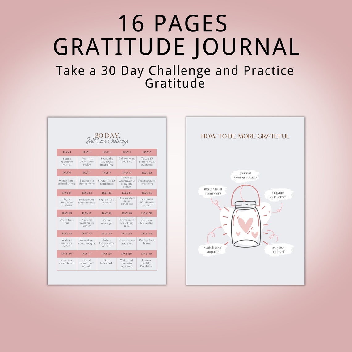 Printable Gratitude Journal Digital 5 Minute Journal Printable - Etsy
