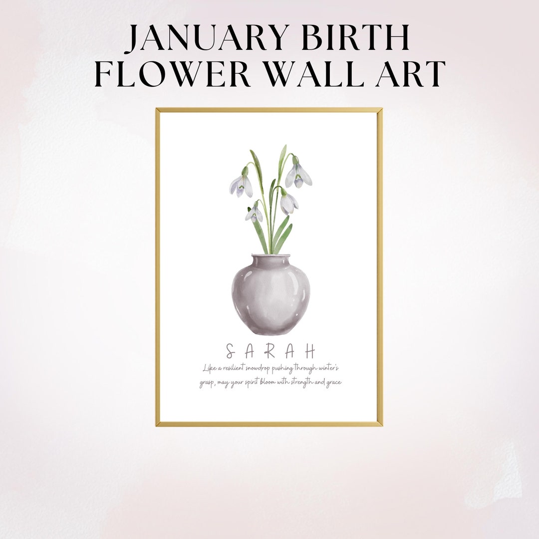 January Birth Flower Personalized Gifts Printable Birth Month Flower ...