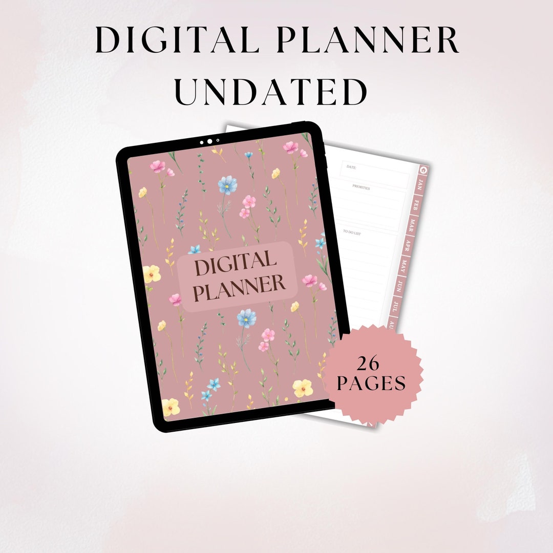 Hyperlinked Undated Yearly Digital Planner and Notebook, Daily Whole ...
