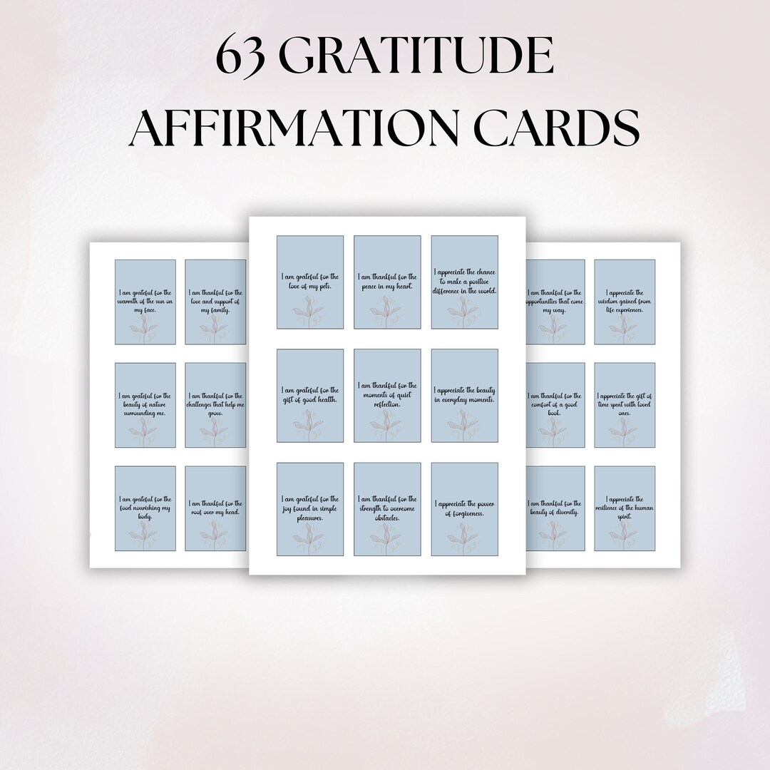 Printable Gratitude Affirmation Cards Digital Mindfulness Affirmations ...