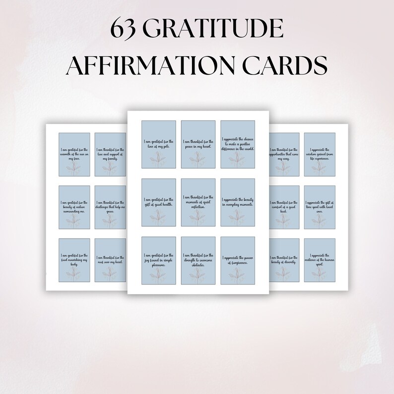 Gratitude Printable Affirmation Cards, Digital Mindfulness Affirmations ...