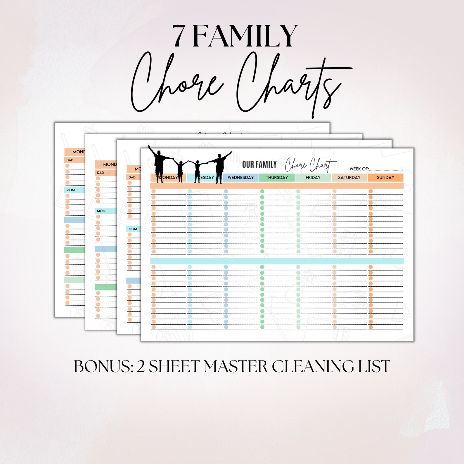 Family Cleaning Checklist Printable Cleaning Schedule Editable Cleaning ...