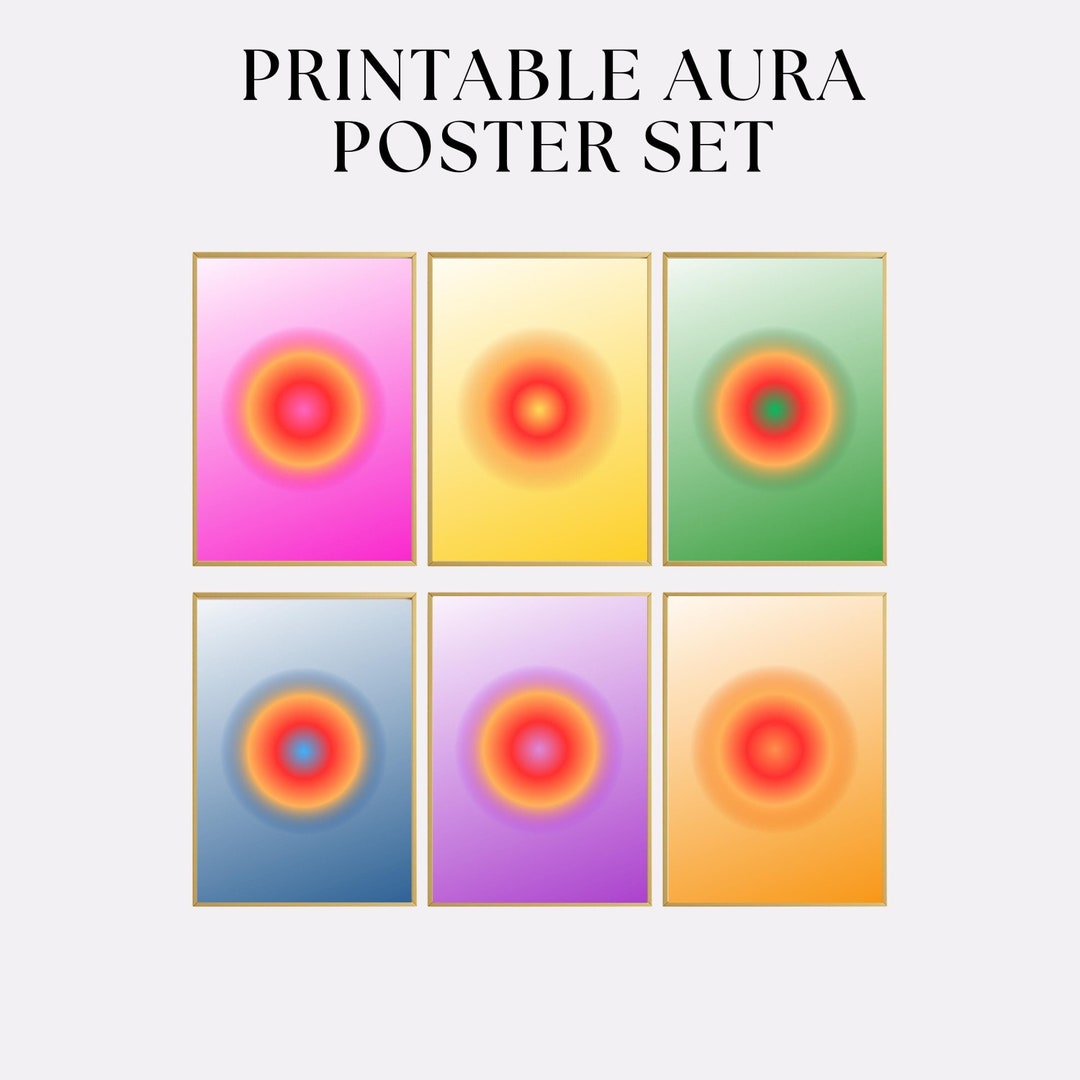 Set of 6 Aura Printable Posters, Chakra Wall Art Digital Download, Aura ...