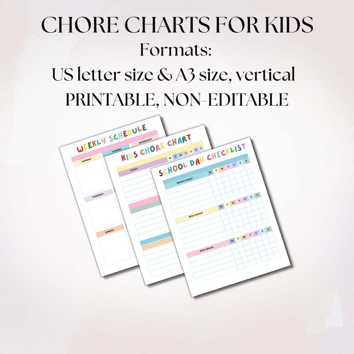 Daily Chore Chart for Kids Printable Responsibility Chart Reward Chart ...