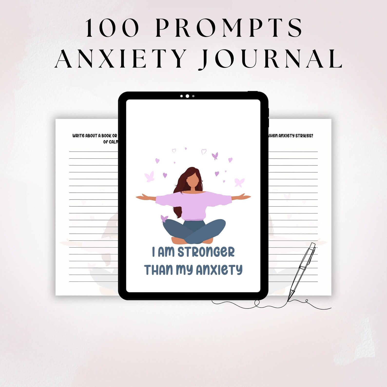 Anxiety Relief Journal 100 Prompts Printable, Mental Health Journaling ...