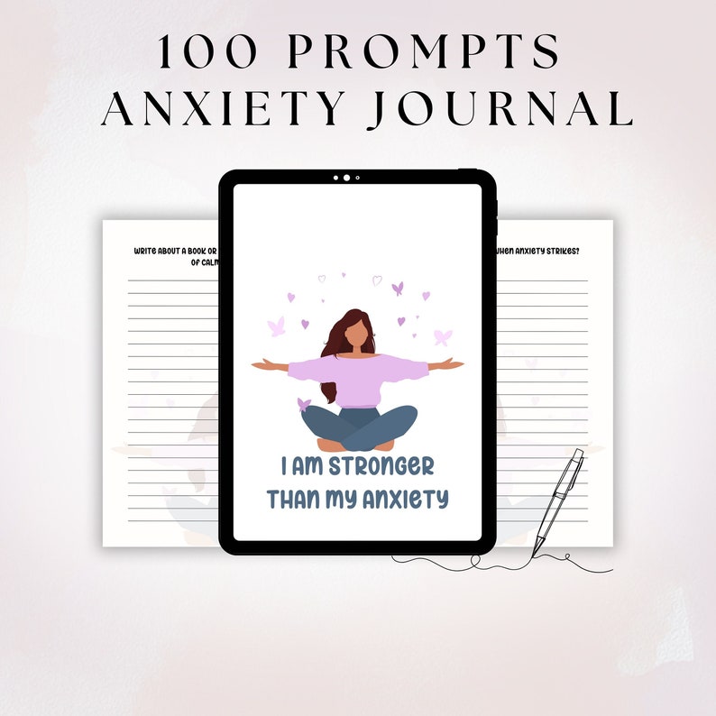 Anxiety Relief Journal 100 Prompts Printable, Mental Health Journaling ...