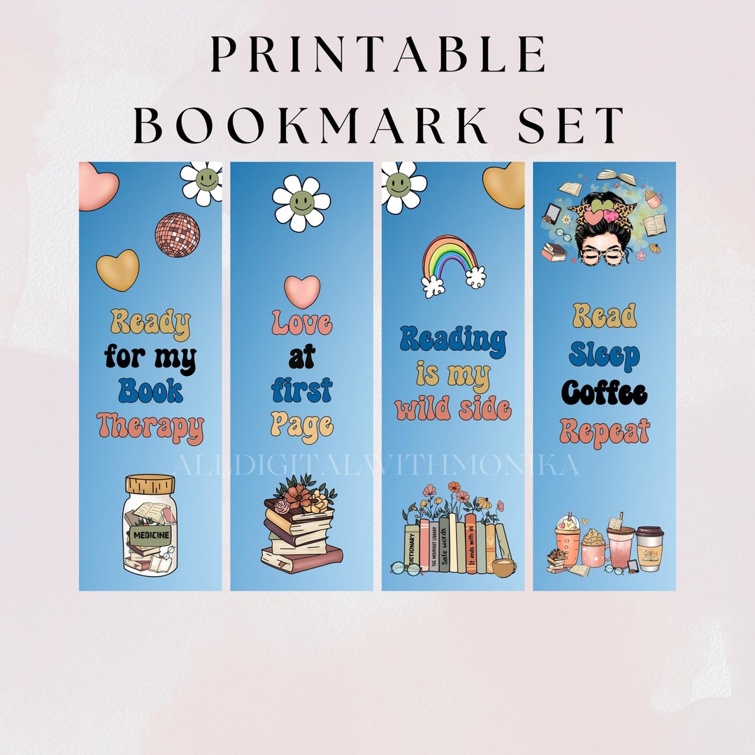 Printable Bookmark With Retro Flair Digital Download Book Lover Gift ...