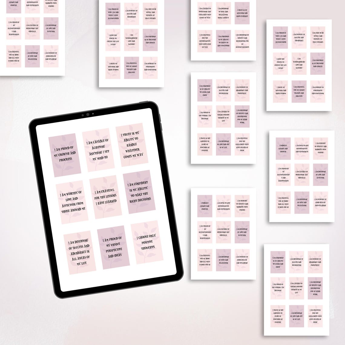 Printable Daily Affirmations, Digital Motivational Cards for Self ...