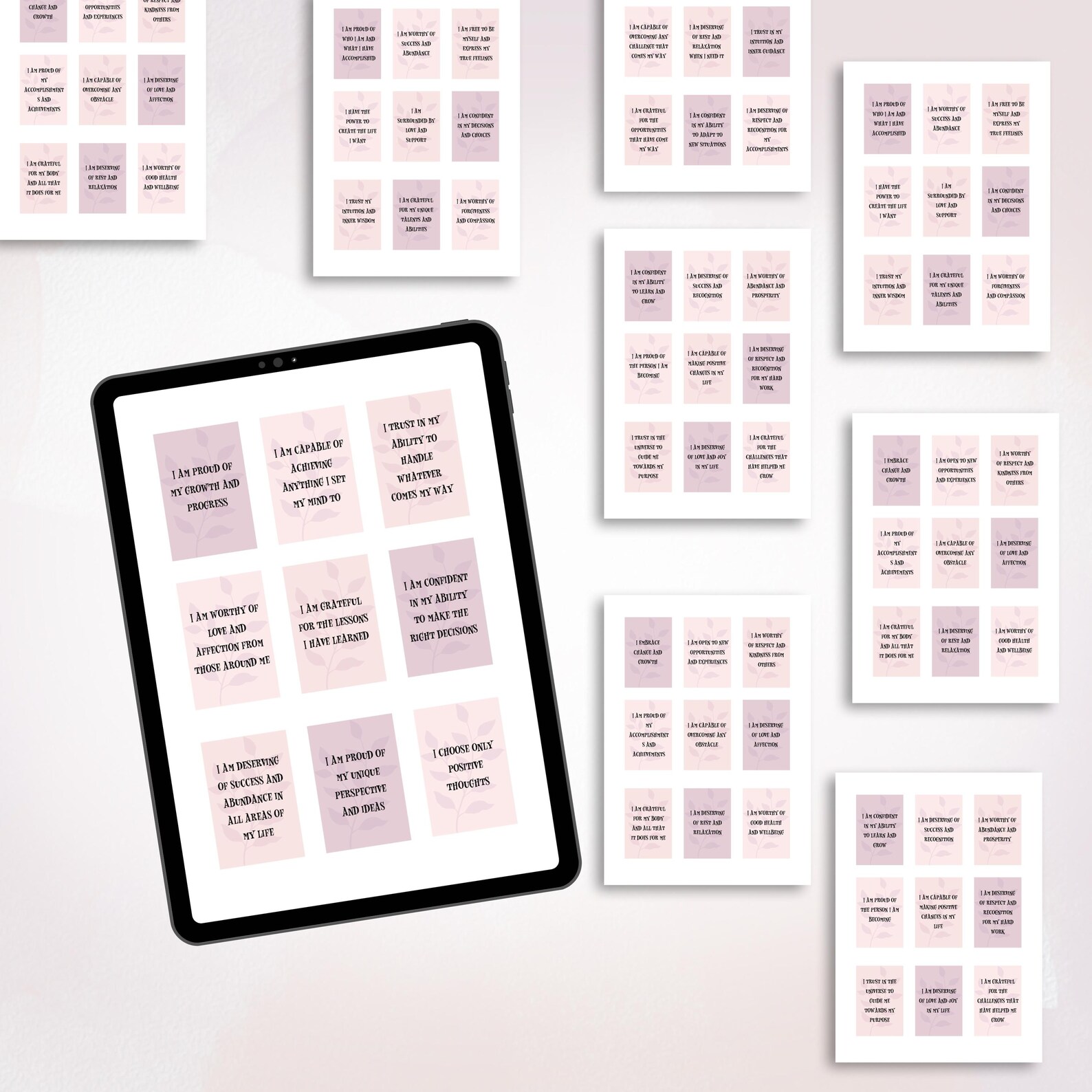 Printable Daily Affirmations, Digital Motivational Cards for Self ...