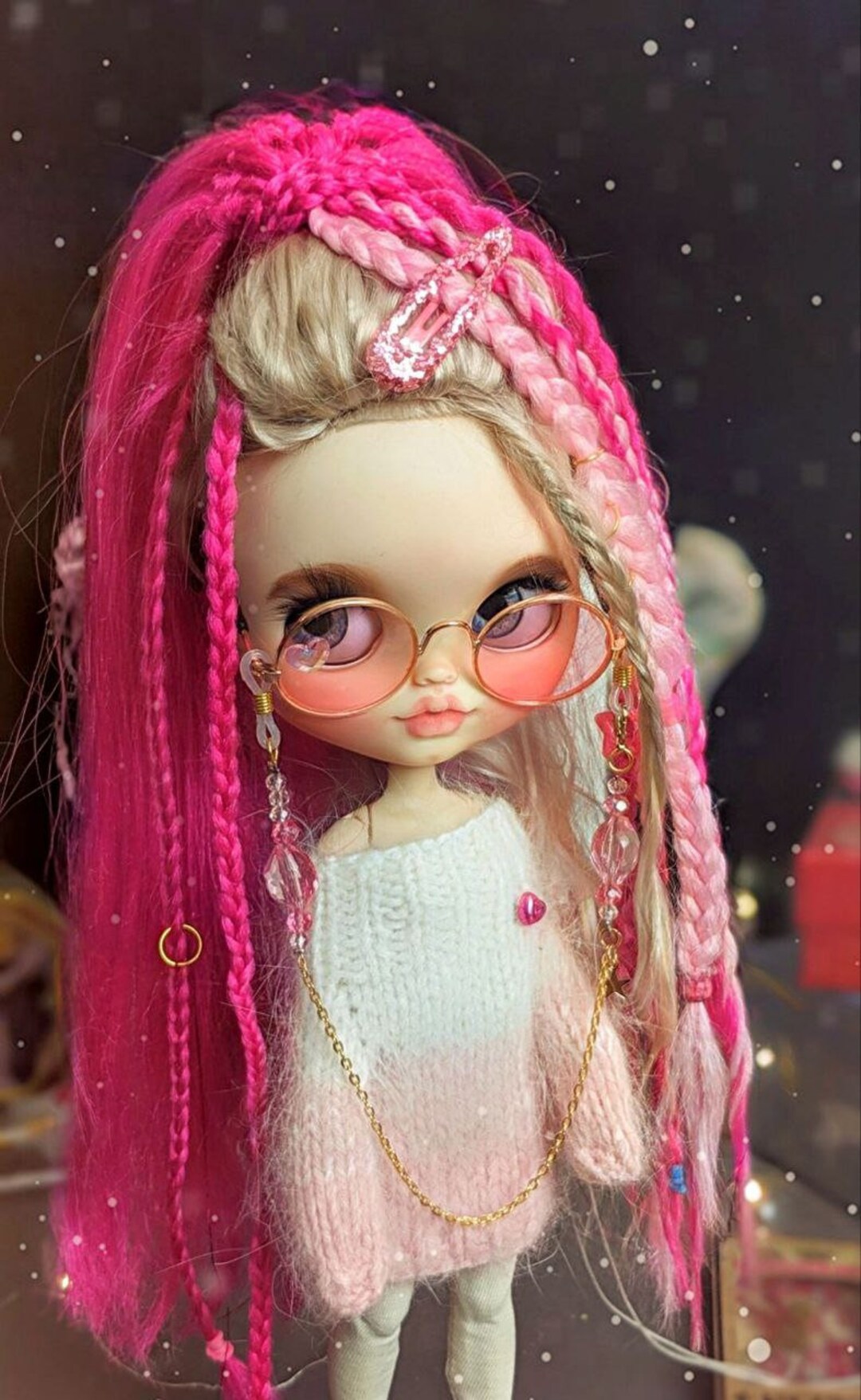 Hair in Barbie Style for Blythe.pink Doll Wig, Scrunchie, Hairstyle ...