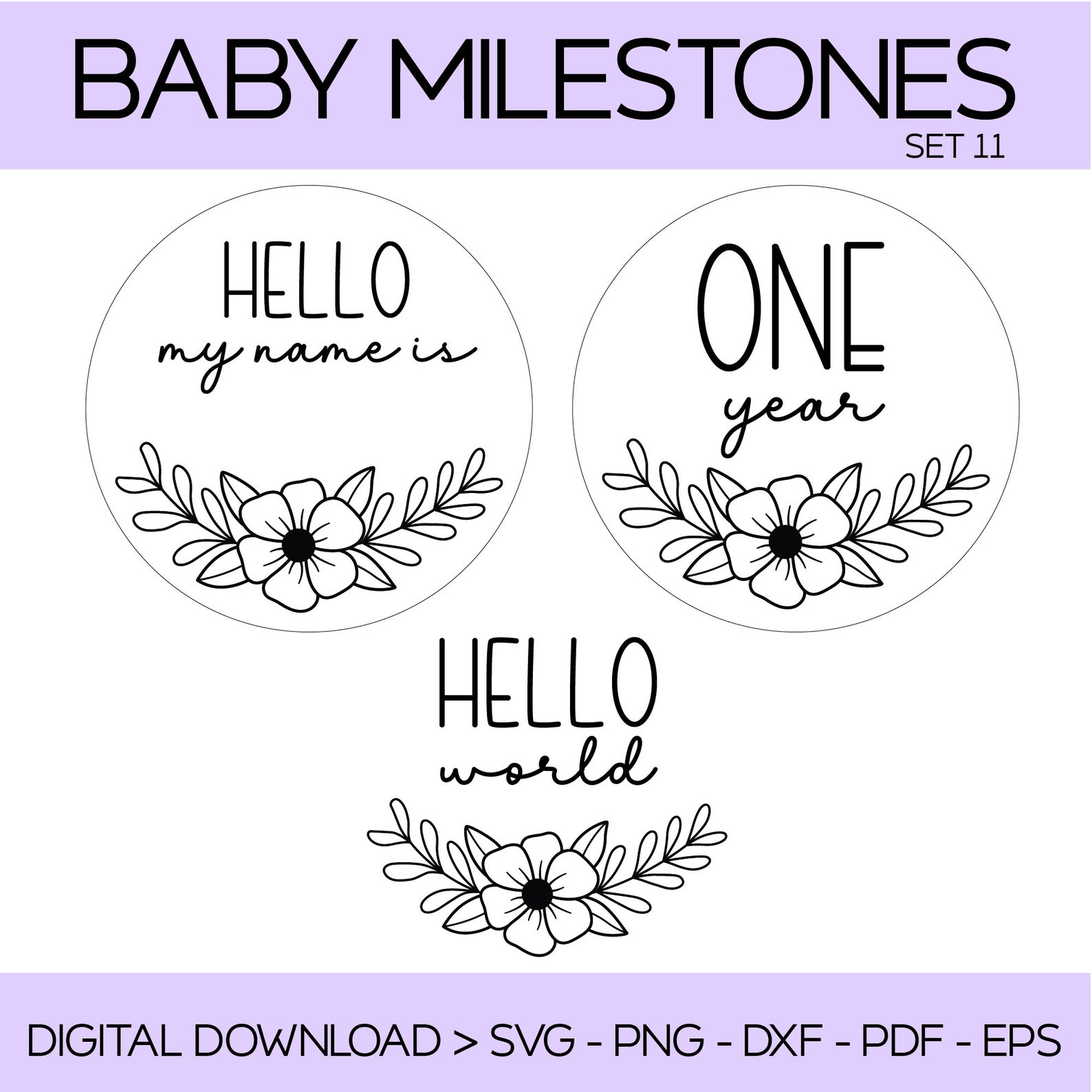 Baby Milestone Rounds Svg | Baby Announcement Svg | Hello World Svg ...
