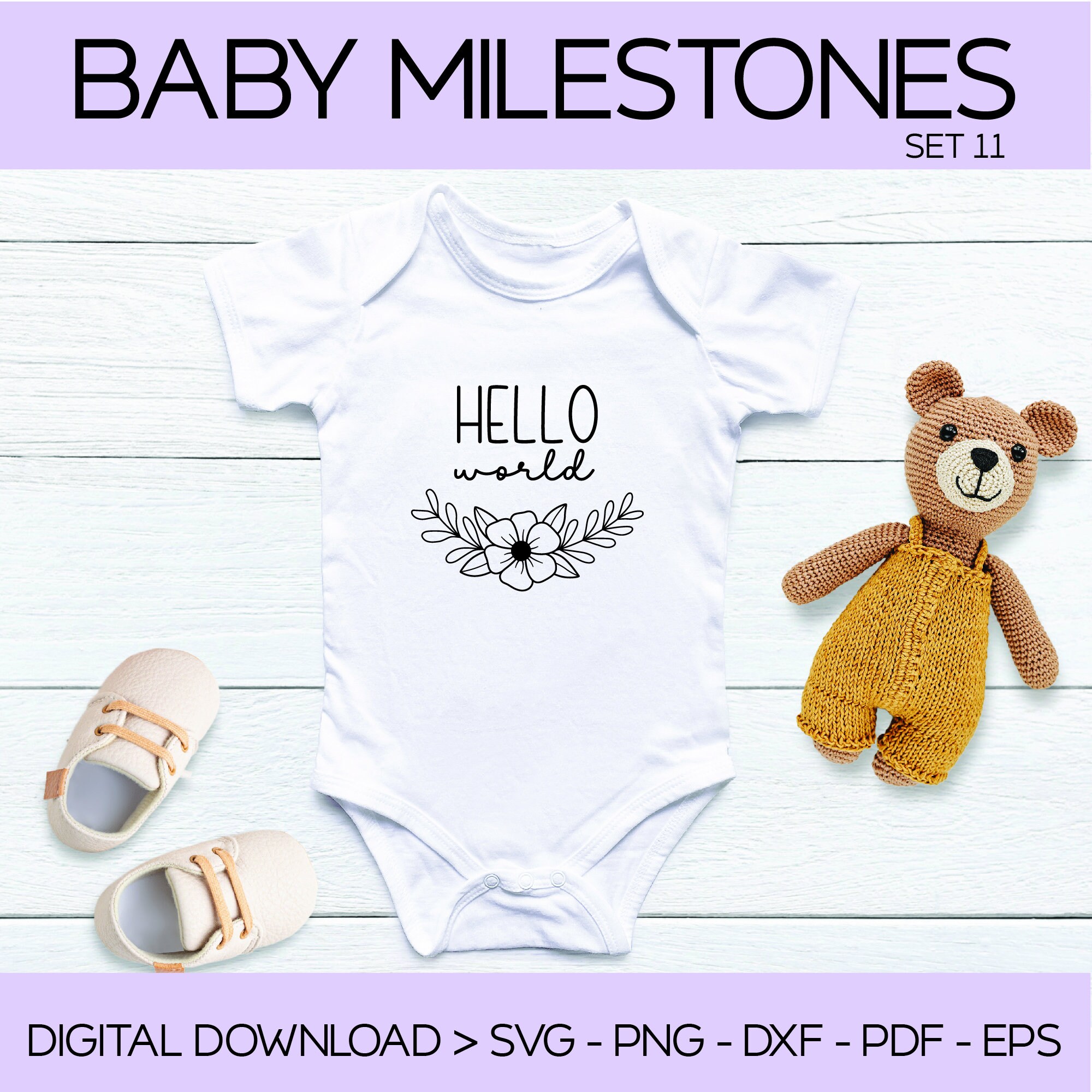 Baby Milestone Rounds Svg | Baby Announcement Svg | Hello World Svg ...
