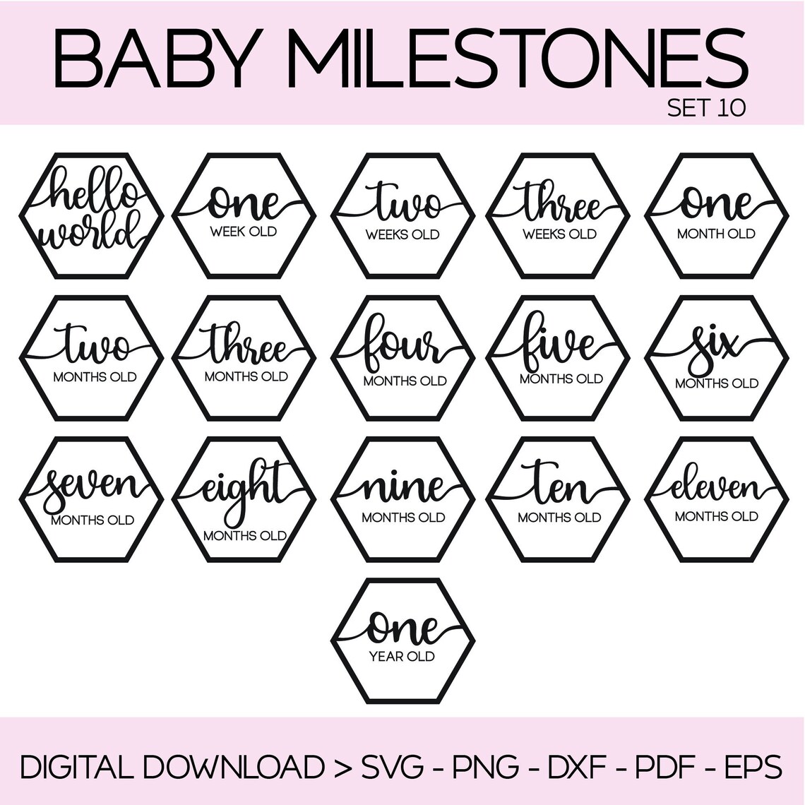 Baby Milestone Rounds Svg | Baby Announcement Svg | Hello World Svg ...