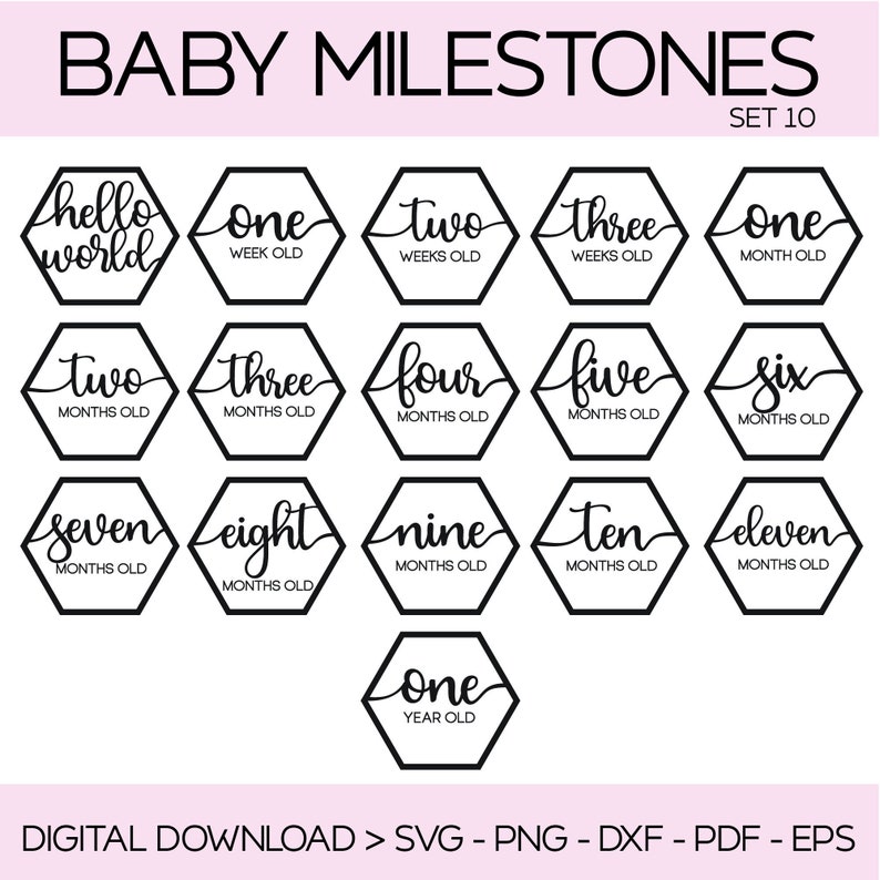Baby Milestone Rounds Svg | Baby Announcement Svg | Hello World Svg ...