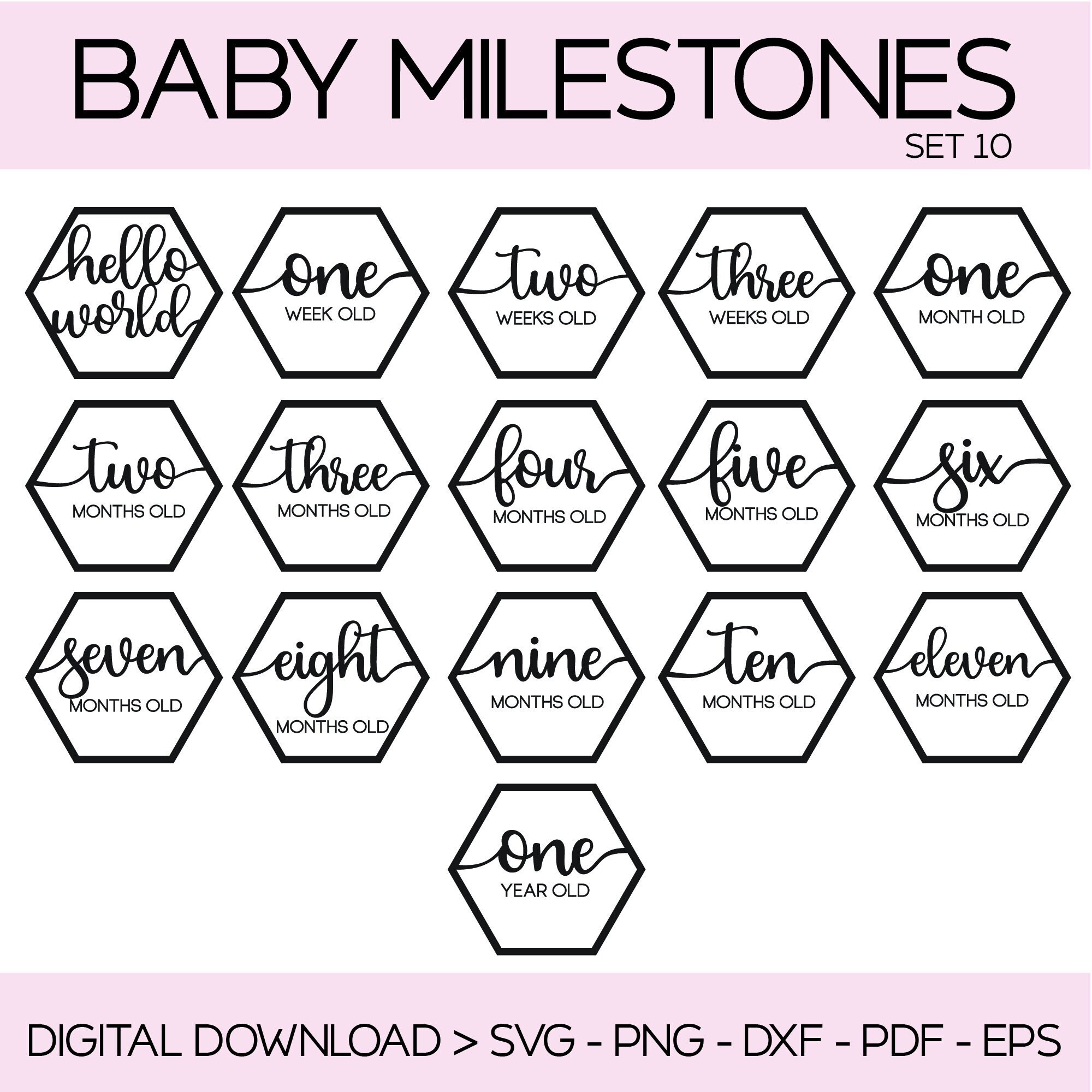 Baby Milestone Rounds Svg | Baby Announcement Svg | Hello World Svg ...