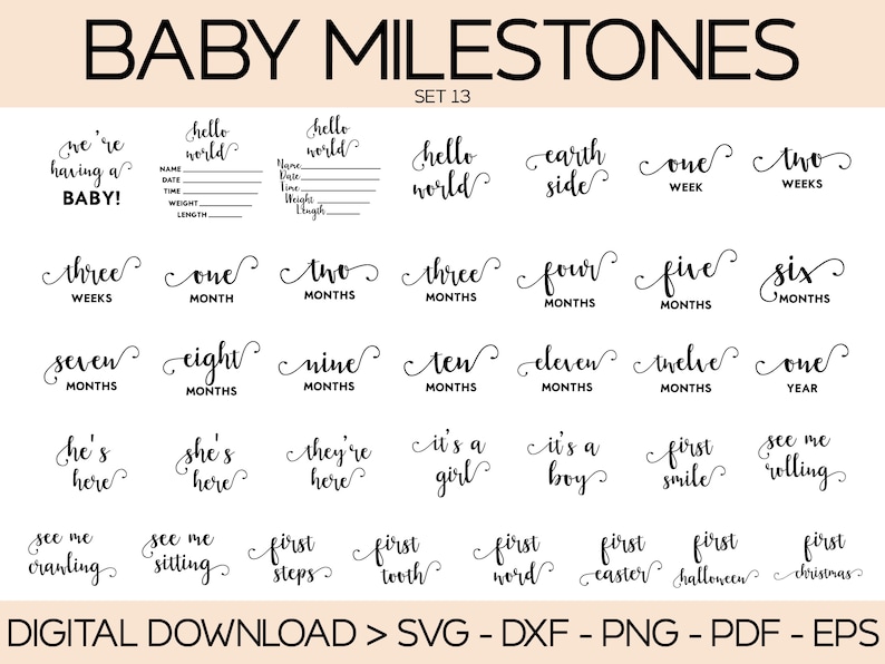 Baby Milestone Rounds Svg | Baby Announcement Svg | Hello World Svg ...