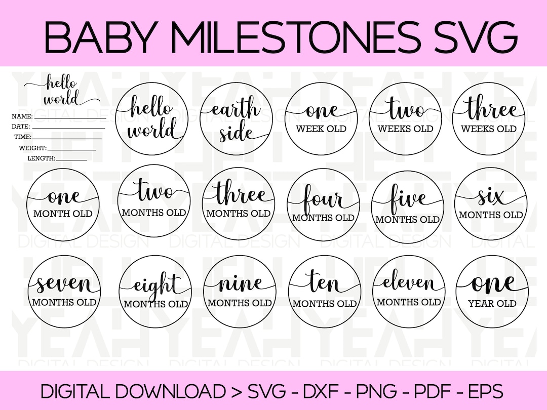 Baby Milestone Rounds Svg | Baby Announcement Svg | Hello World Svg ...