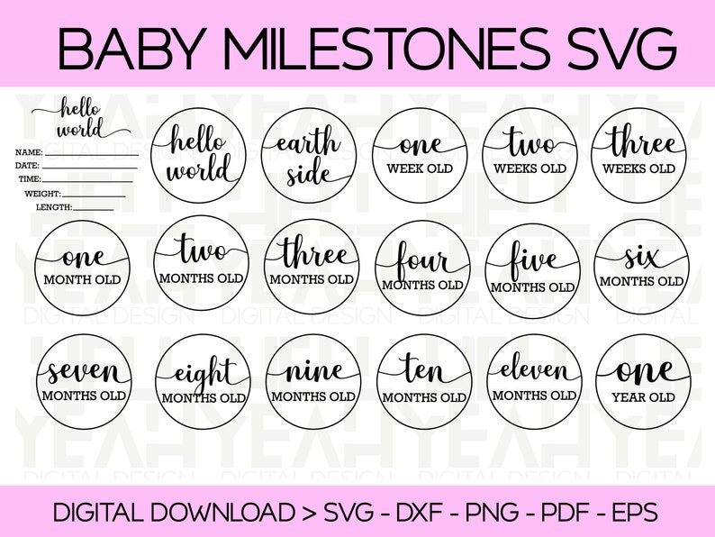 Baby Milestone Rounds Svg | Baby Announcement Svg | Hello World Svg ...