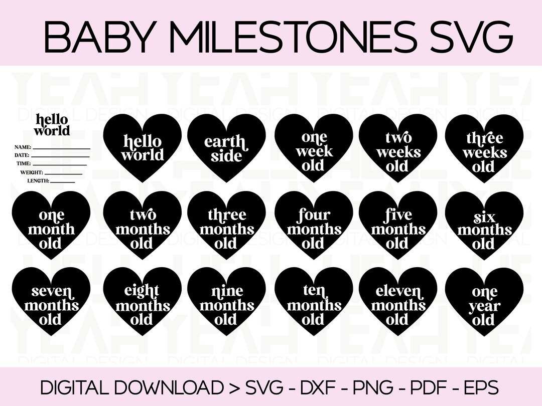 Baby Milestone Rounds Svg | Baby Announcement Svg | Hello World Svg ...