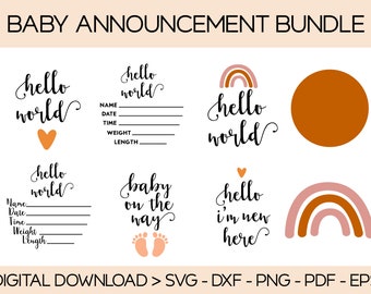 Baby Milestone Rounds Svg | Baby Announcement Svg | Hello World Svg ...
