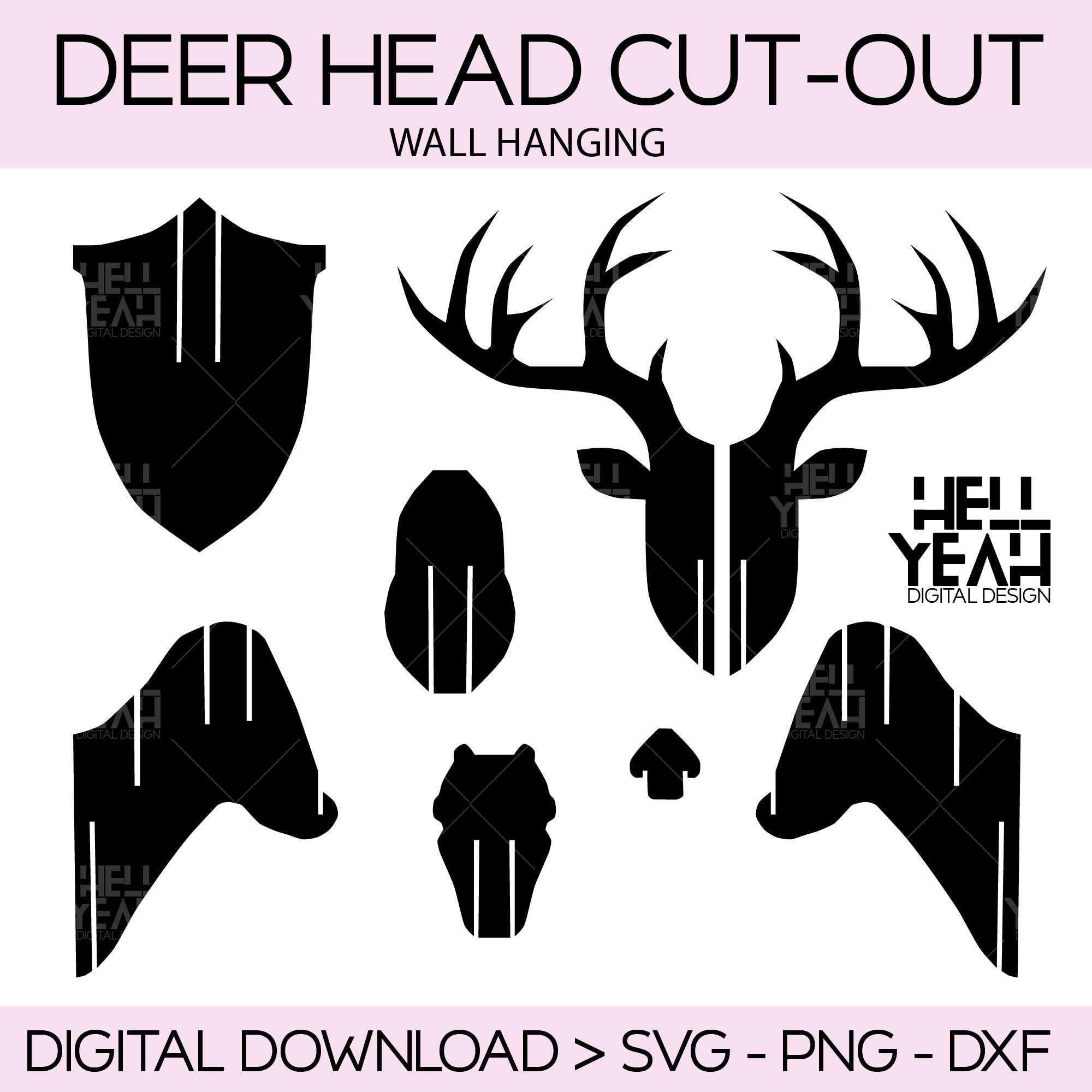 3D Deer Head Wall Mount | Stag Head Wall Mount | Stag Head Cut Out ...