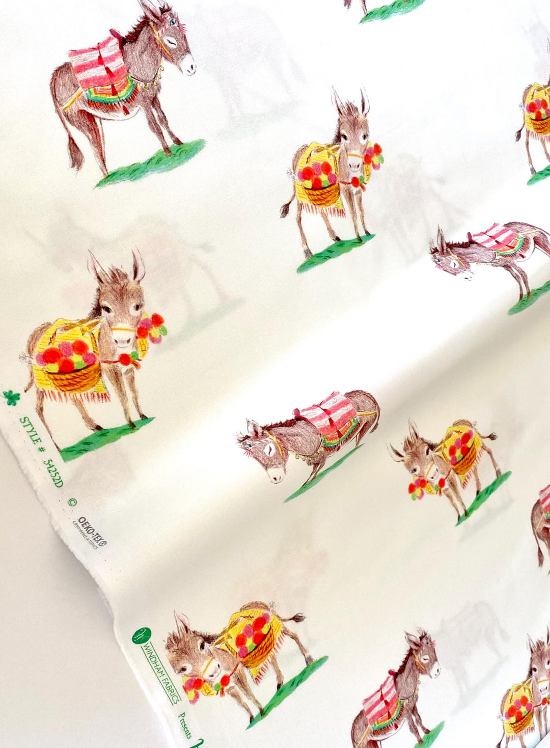 Burros / Heather Ross by Hand / Heather Ross / Windham Fabrics / 1/2 ...