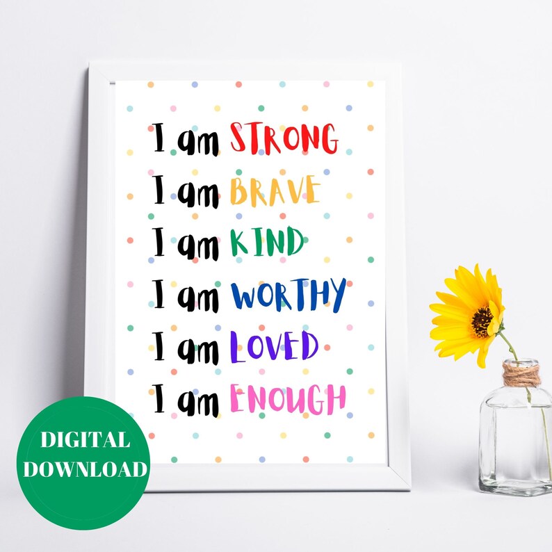 Affirmations for Kids Rainbow Affirmations Print I Am Strong - Etsy