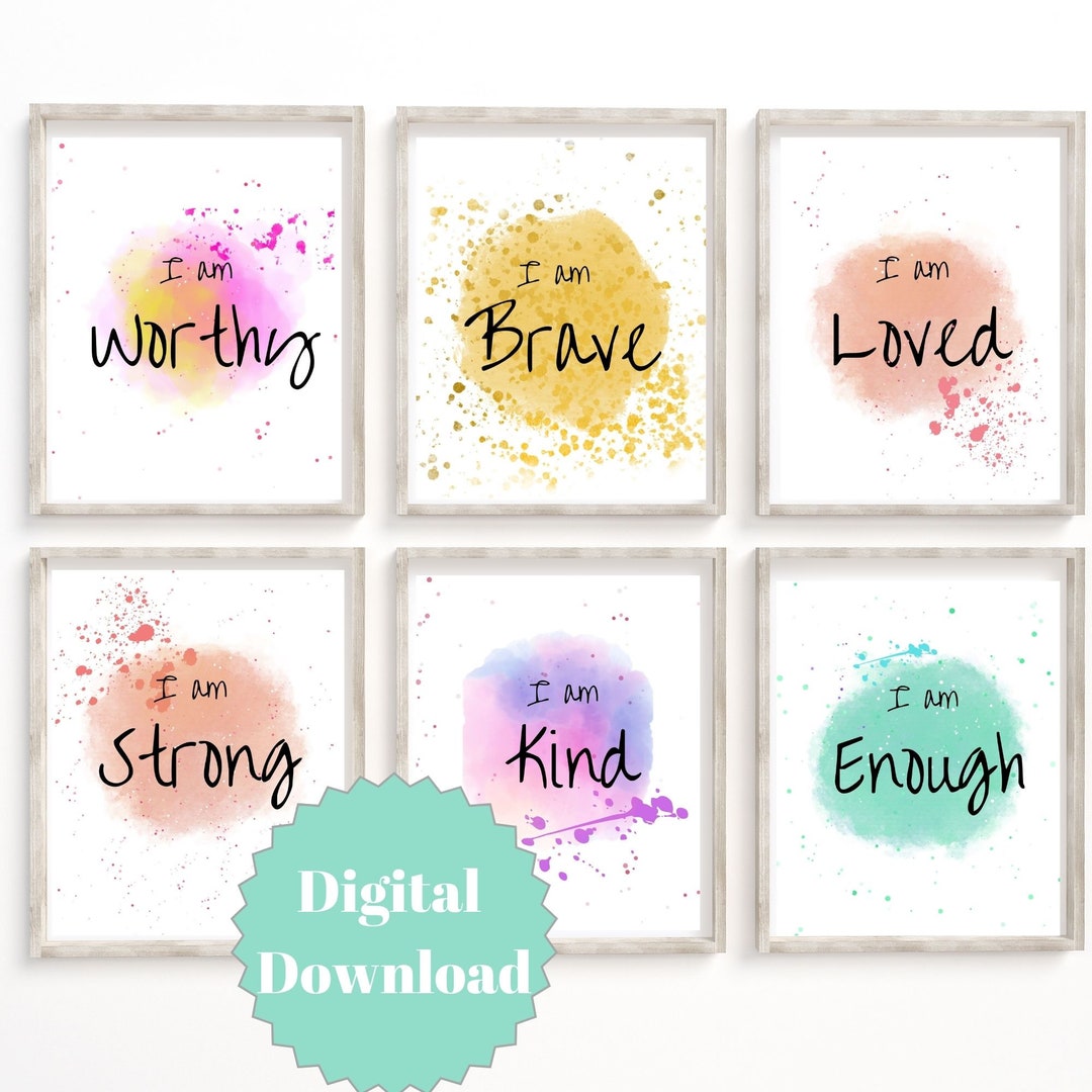 Set of 6 Digital Downloads, Printable Wall Art, Mindfulness Prints ...