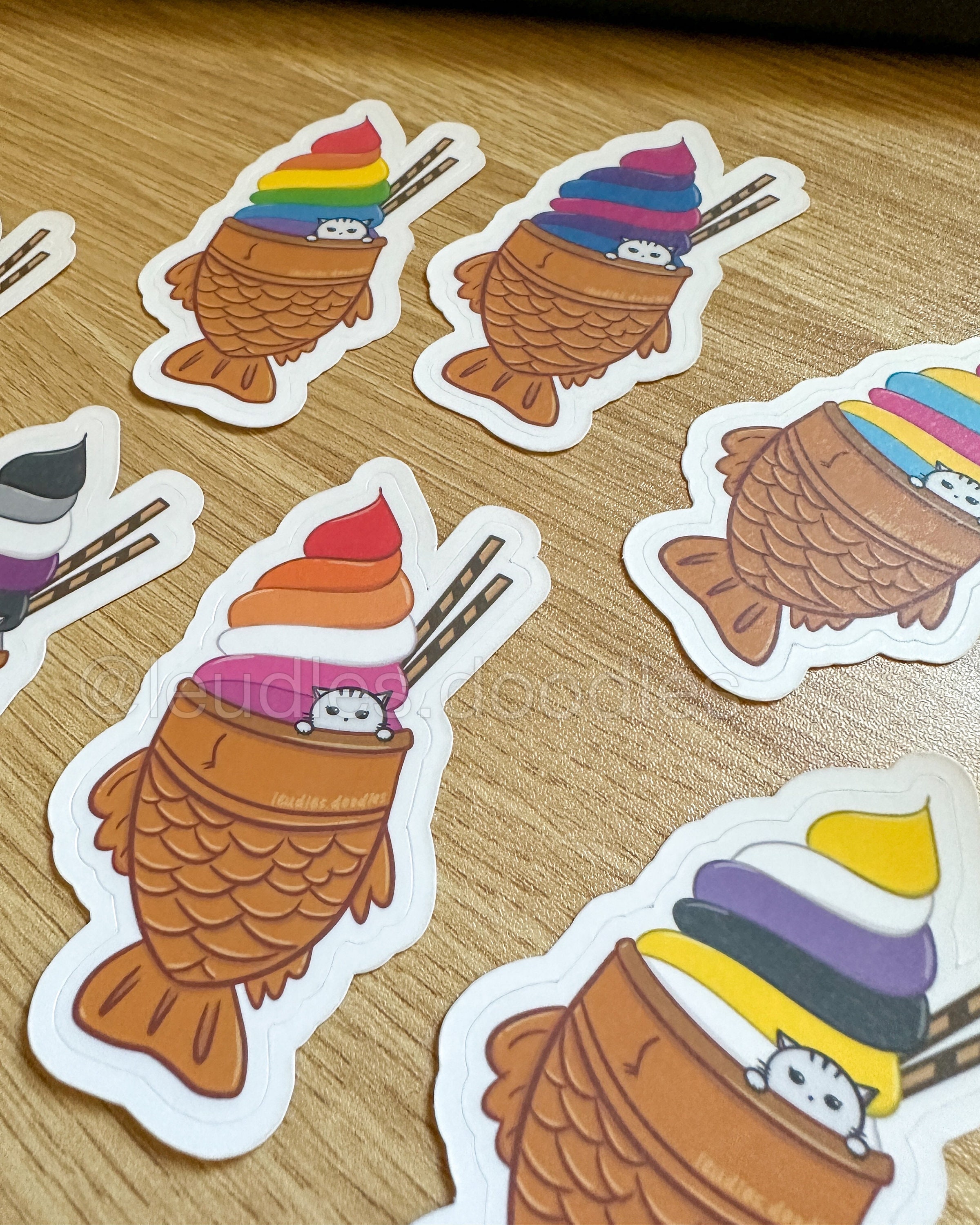 Subtle Pride Stickers, Rainbow Pride Taiyaki Ice Cream Stickers, LGBTQ ...