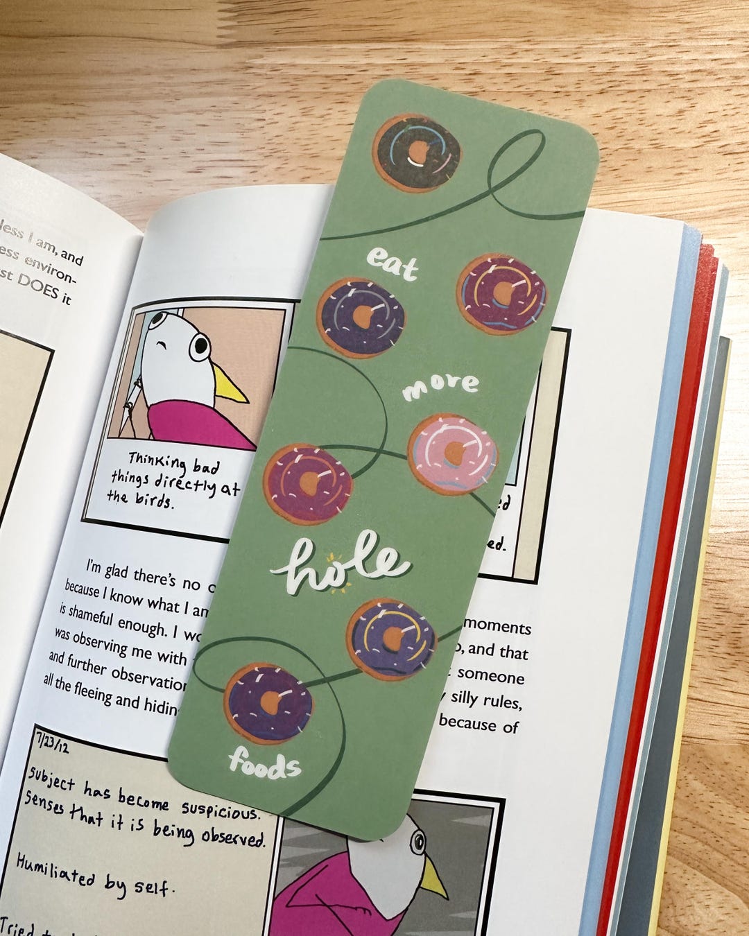 Handmade Donut Bookmark "eat More Hole Foods" (subtle Pride), Handmade ...