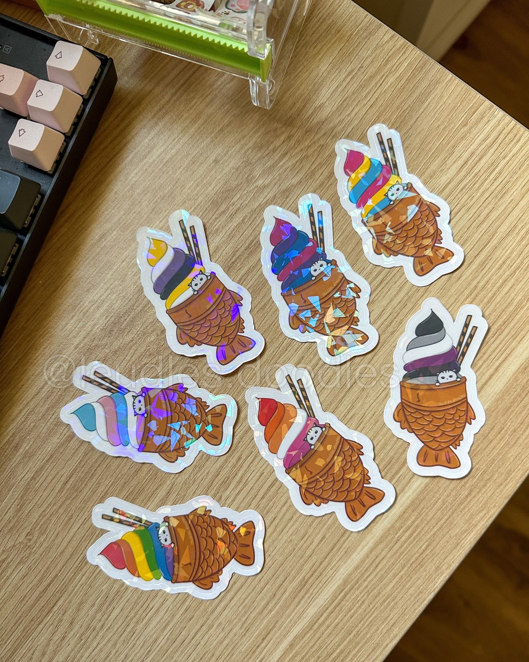 Subtle Pride Stickers, Rainbow Pride Taiyaki Ice Cream Stickers, LGBTQ ...