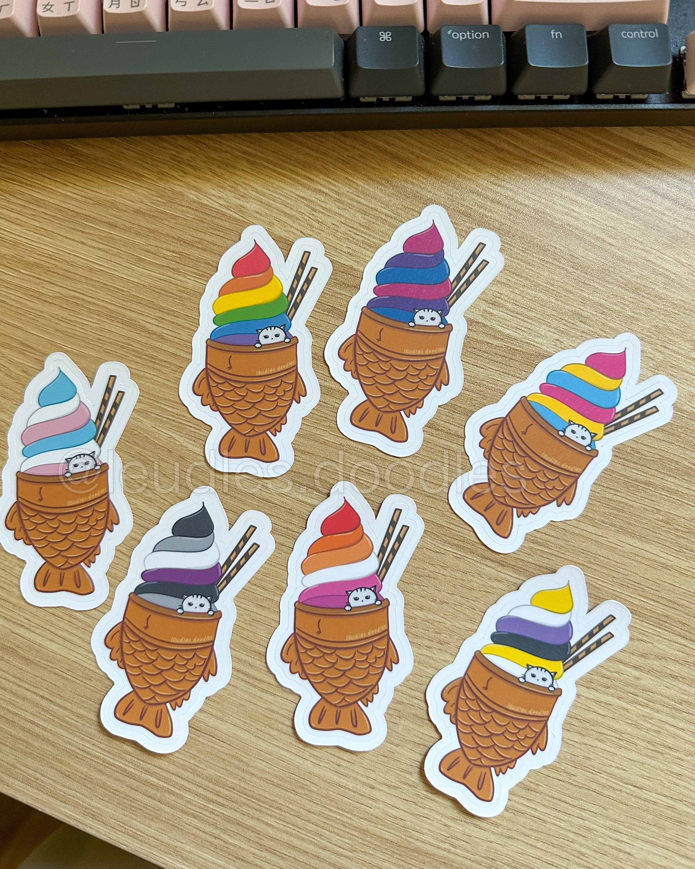 Subtle Pride Stickers, Rainbow Pride Taiyaki Ice Cream Stickers, LGBTQ ...