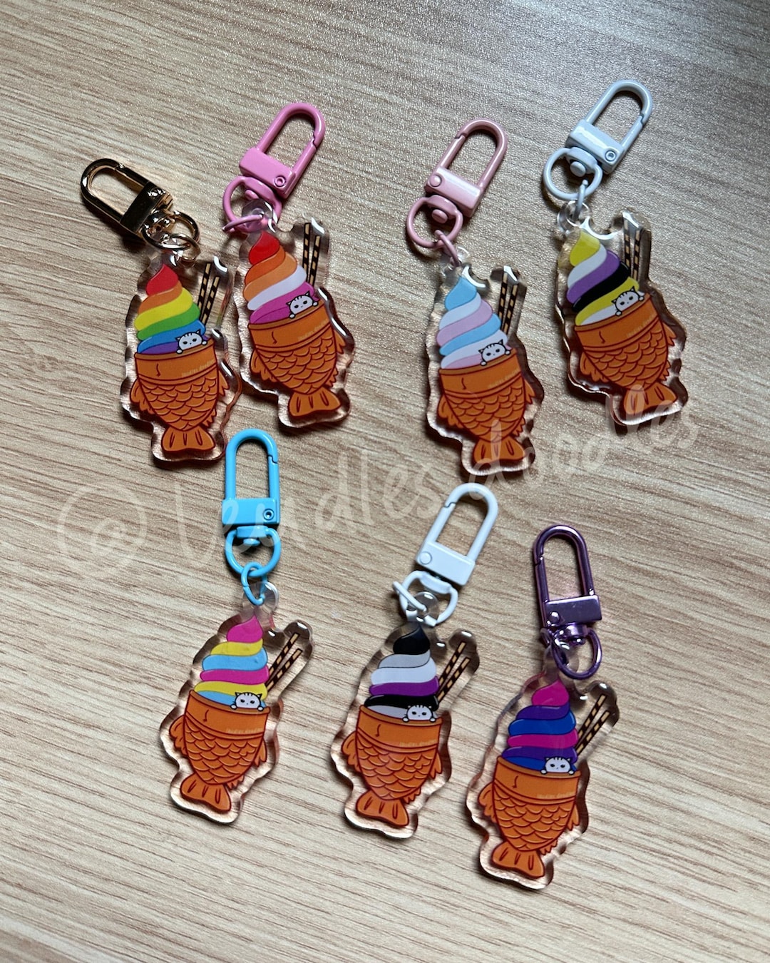 Subtle Pride Keychains, LGBTQ+ Rainbow Pride Taiyaki Ice Cream Keychain ...