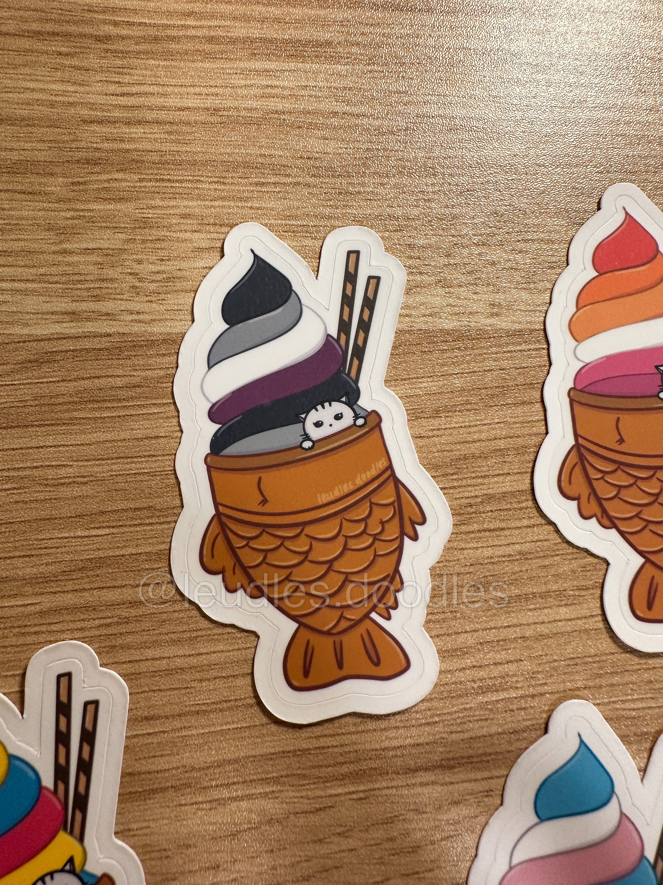 Subtle Pride Stickers, Rainbow Pride Taiyaki Ice Cream Stickers, LGBTQ ...