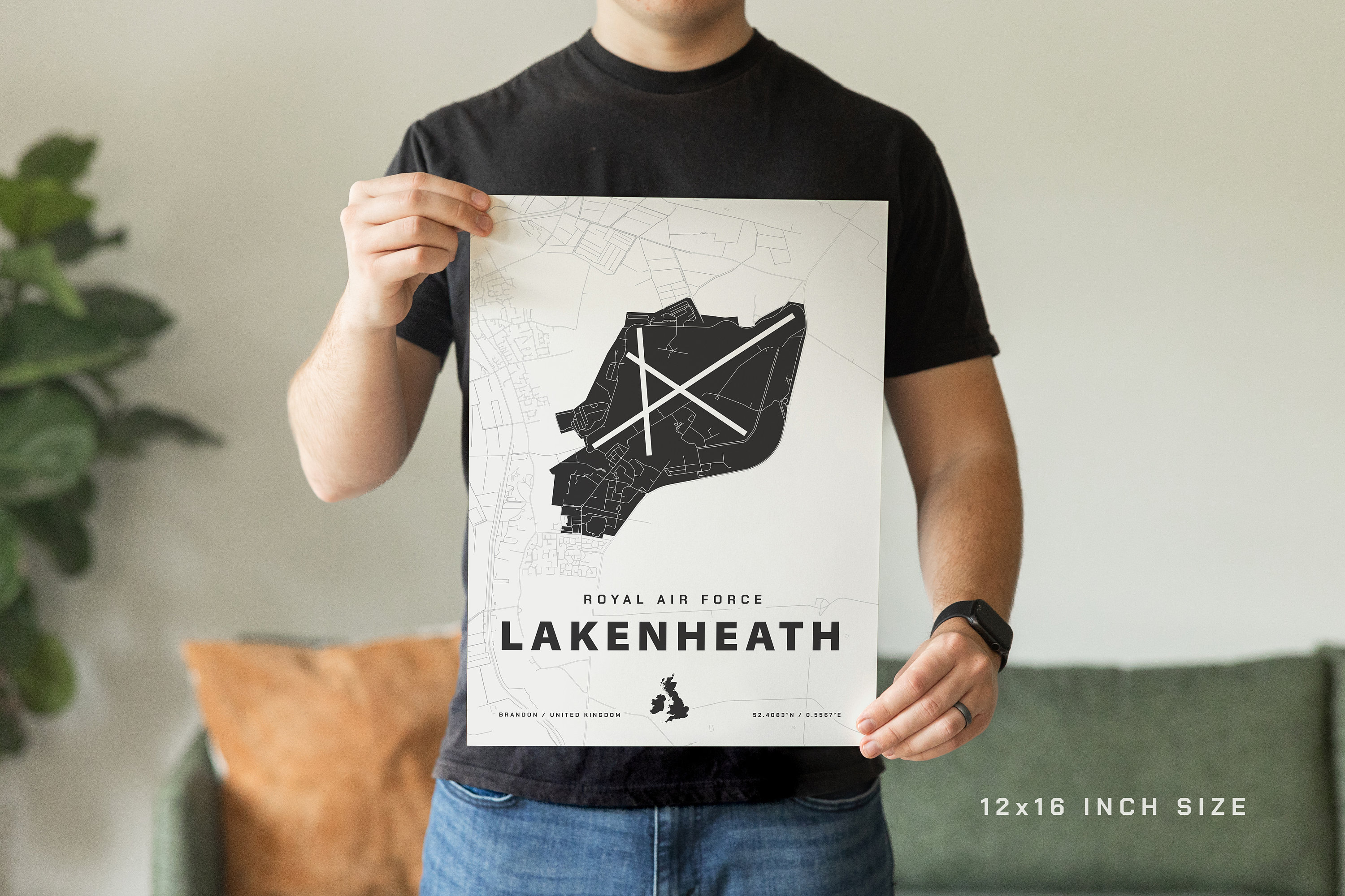 RAF Lakenheath Map Print - Etsy