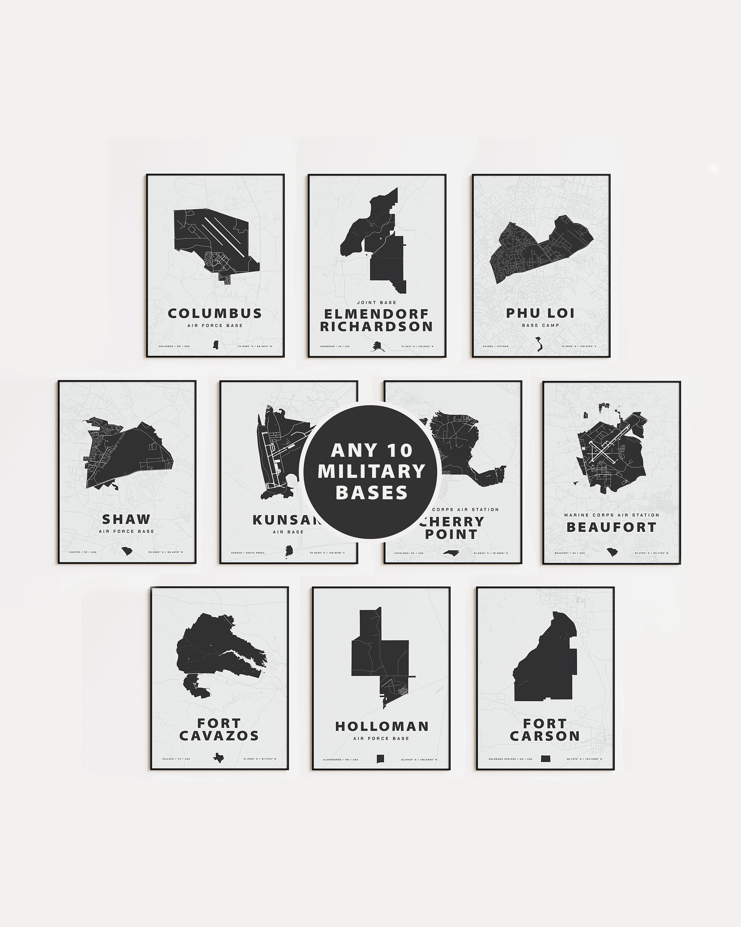 Custom Military Base Map Print Set of 10 - Etsy