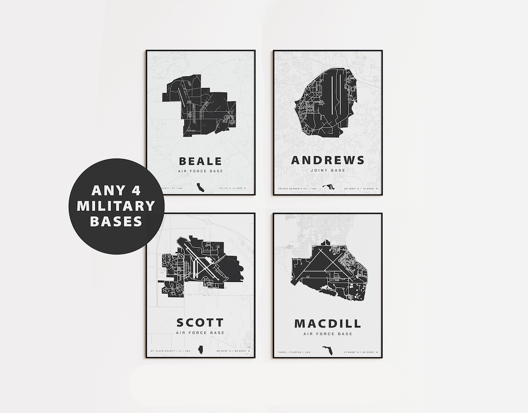 Custom Military Base Map Print - Set of 4 - Etsy