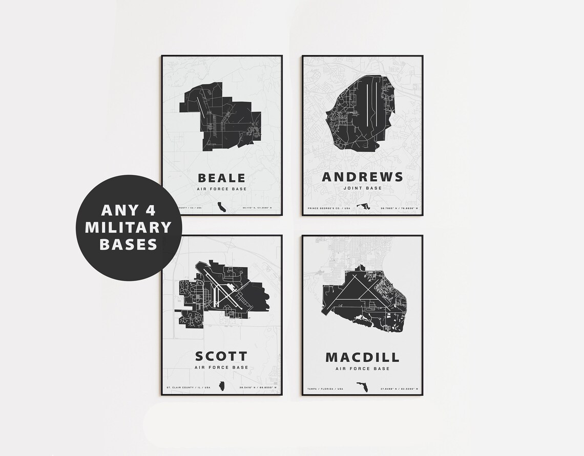 Custom Military Base Map Print - Set of 4 - Etsy