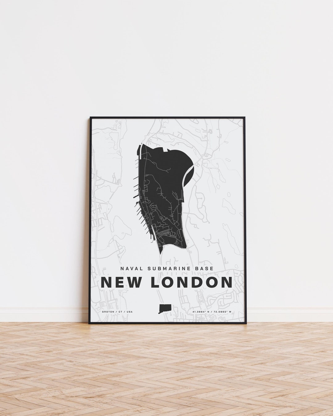 Naval Submarine Base New London Map Print - Etsy